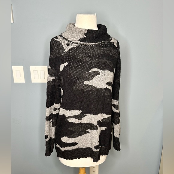 Boston Proper | Sweaters | Boston Proper Black Gray Camo Turtleneck ...